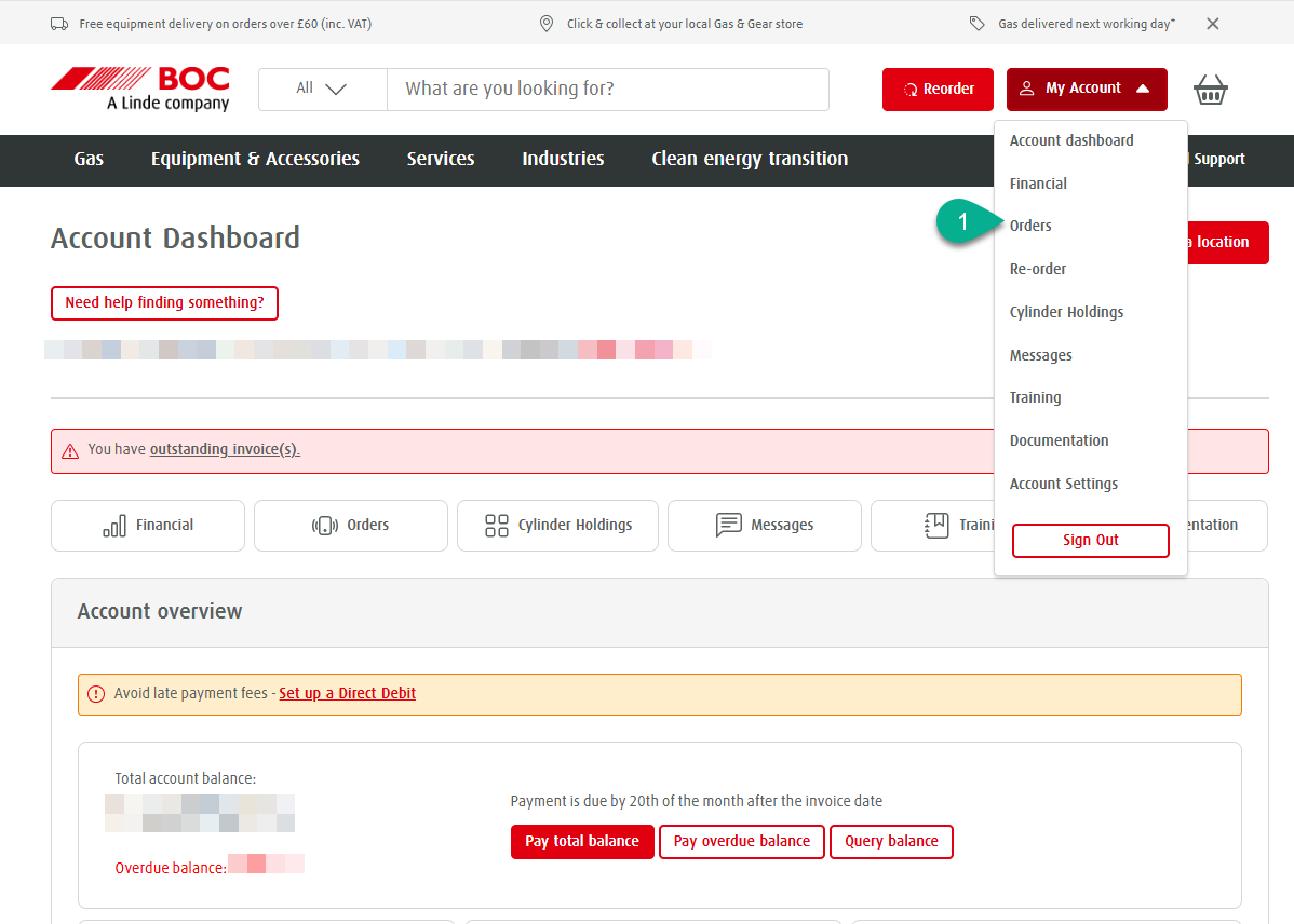BOC Gas: How to cancel an order